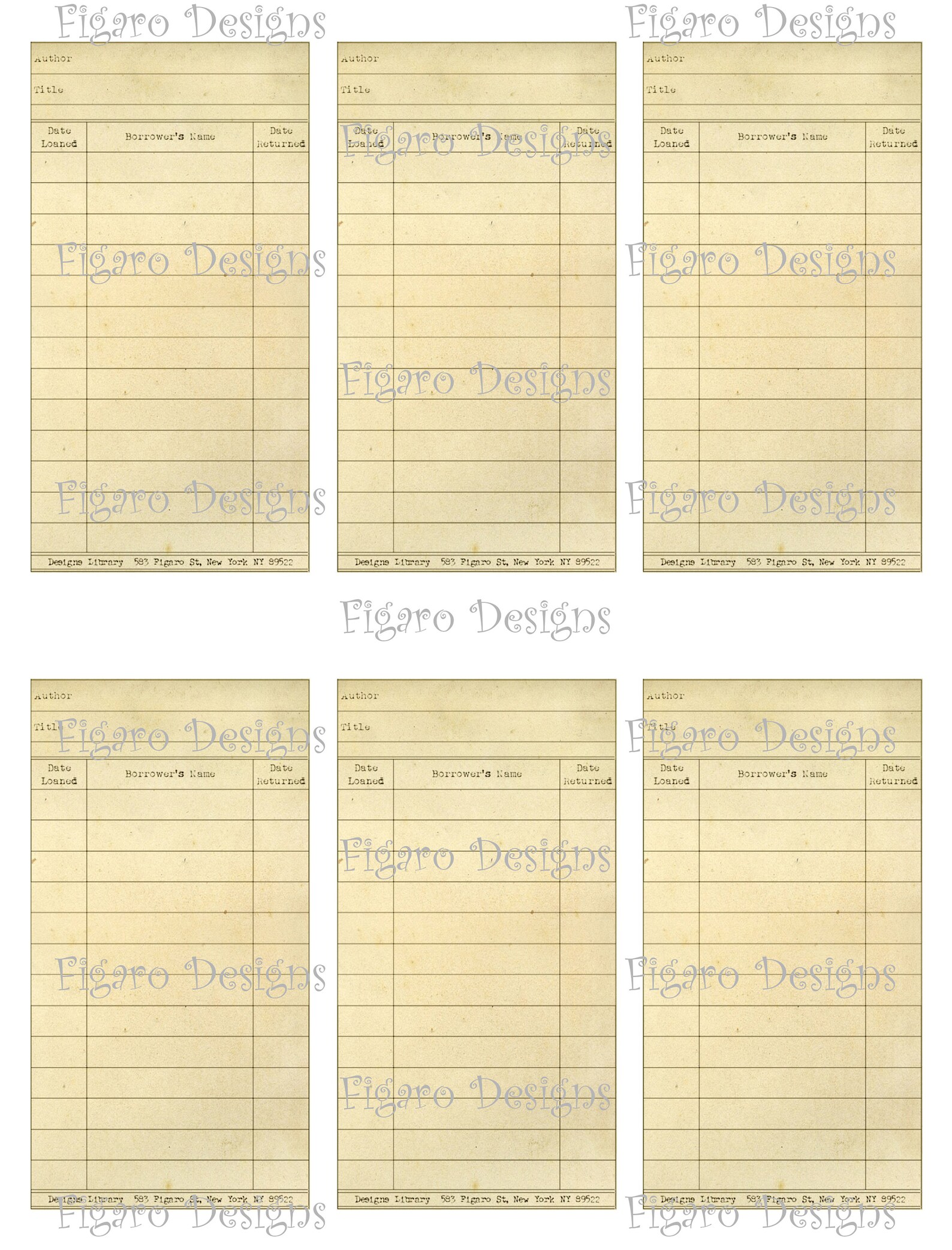 Vintage Library Cards Digital Ephemera Printable Junk - Etsy