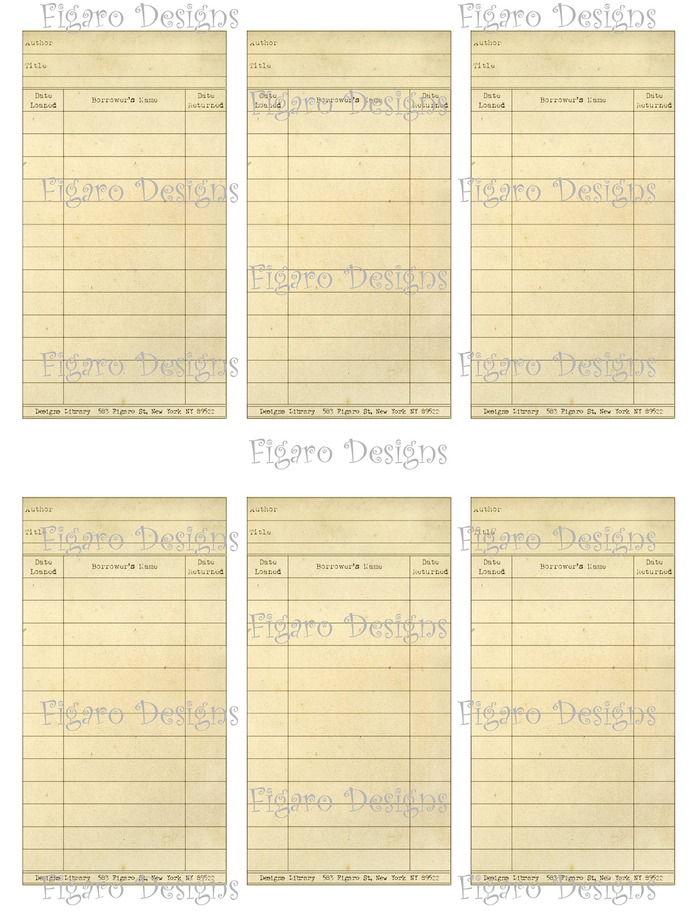 Vintage Library Cards Digital Ephemera Printable Junk - Etsy