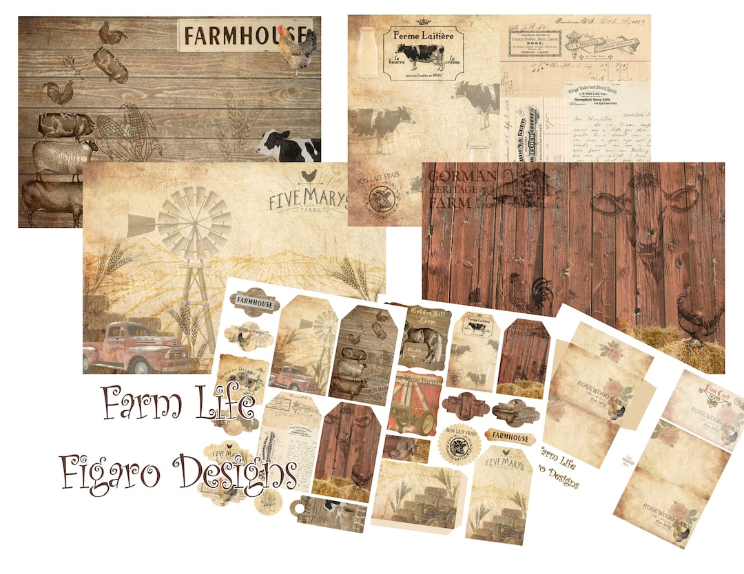 Farm Life Junk Journal Digital Kit, Printable Junk Journal Kit, Vintage ...