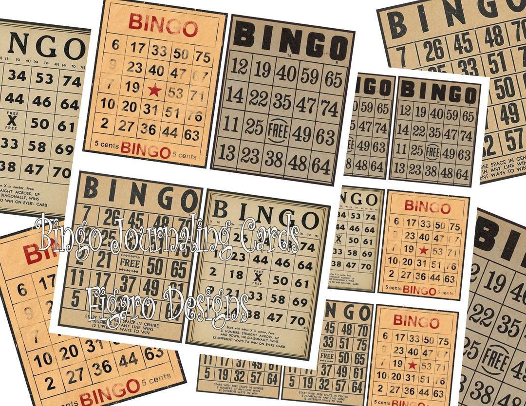 Bingo Journal Cards Junk Journal Digital Ephemera Kit, Printable Junk ...