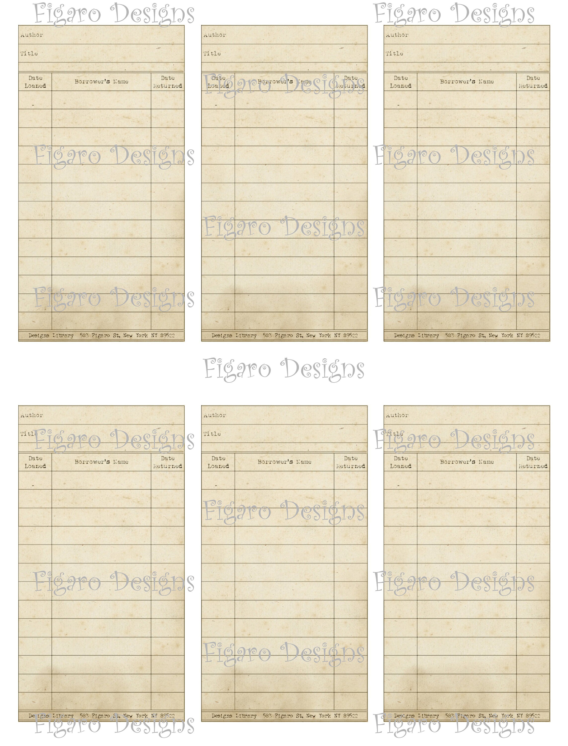 Vintage Library Cards Printable Junk Journal Ephemera | Etsy