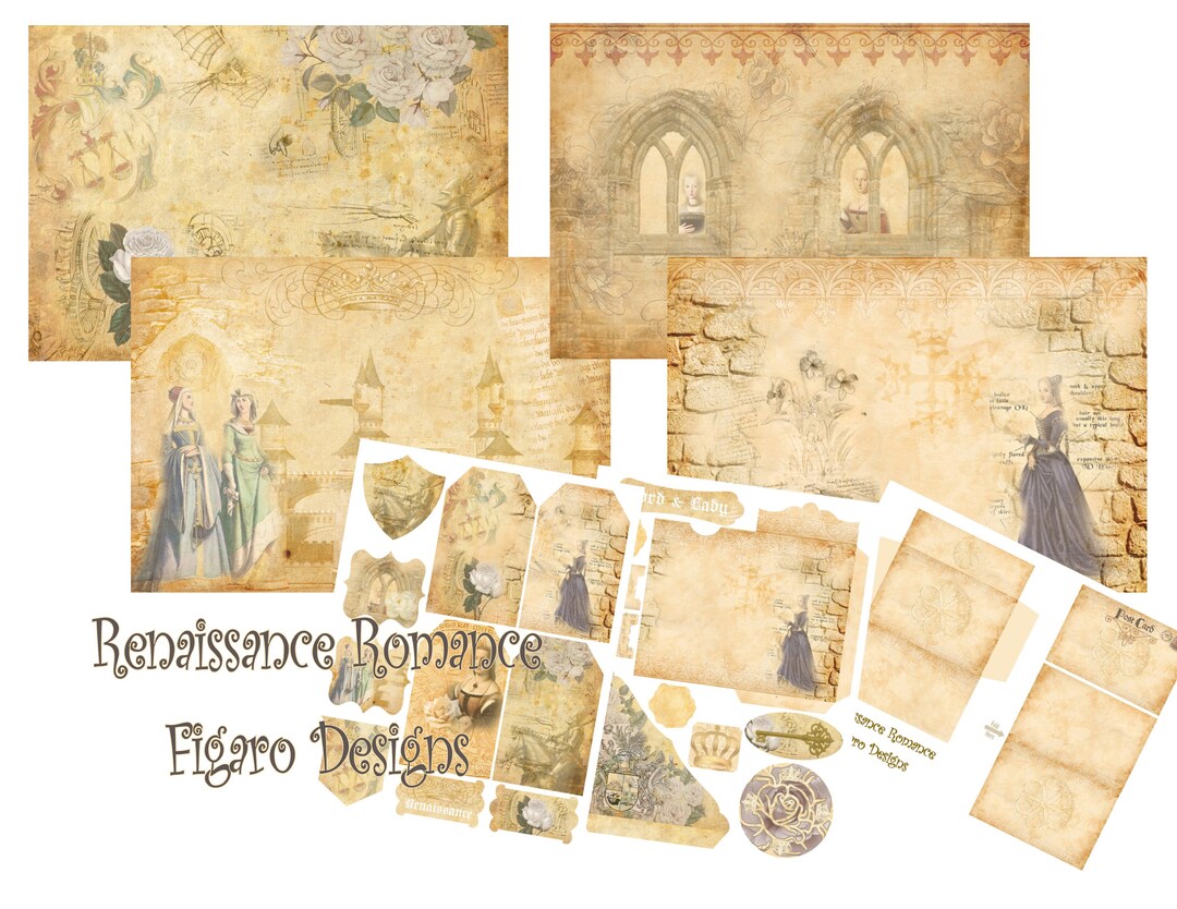 Renaissance Romance Junk Journal Digital Kit, Printable Junk Journal ...