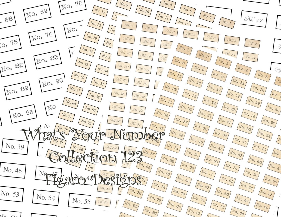 What's Your Number Collection 123 Digital Ephemera Kit, Printable Junk ...