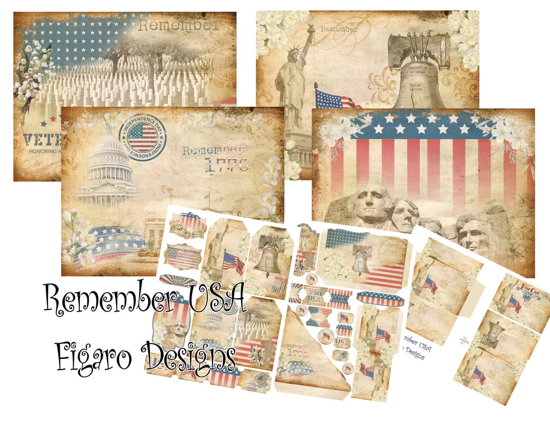Remember USA Junk Journal Digital Kit, Printable Junk Journal Kit ...