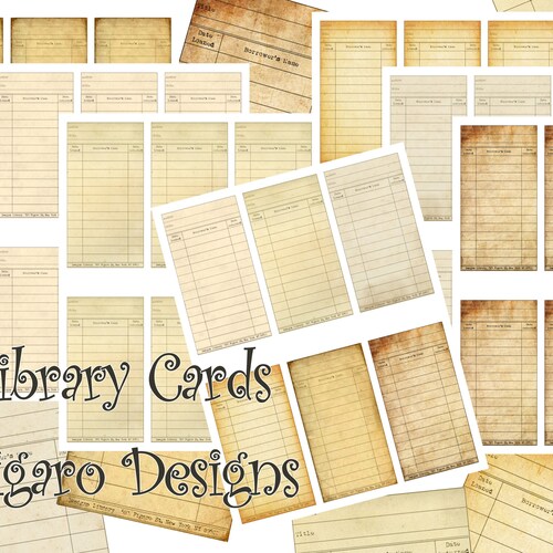 Library Cards French Rose Ephemera Junk Journal Digital - Etsy