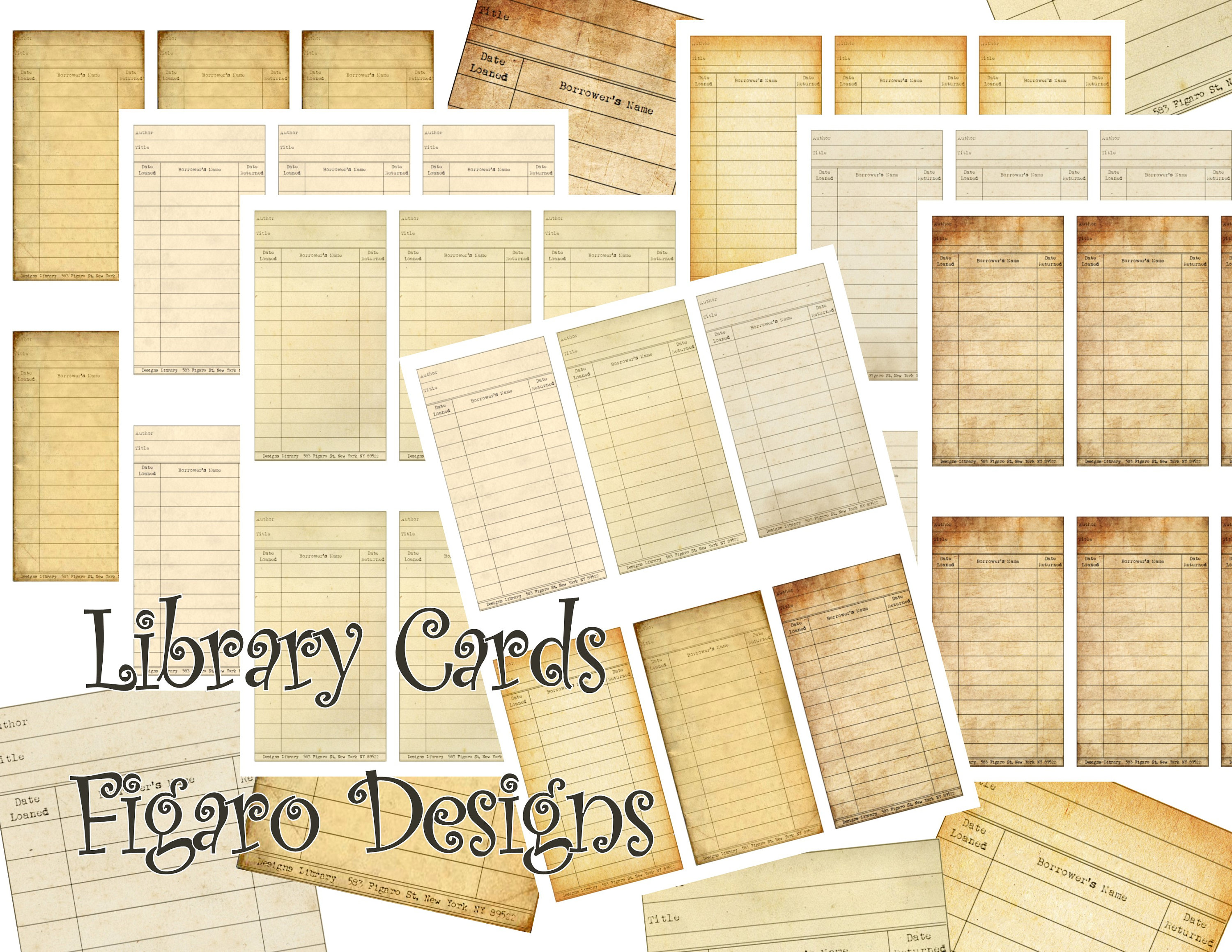 Vintage Library Cards Digital Ephemera Printable Junk - Etsy