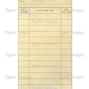 Vintage Library Cards - Digital Ephemera, Printable Junk Journal ...