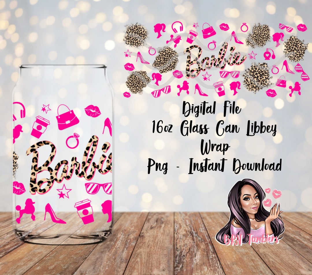 16 Oz Digital Glass Can File Libbey Digital Download Glass Can Barbie ...