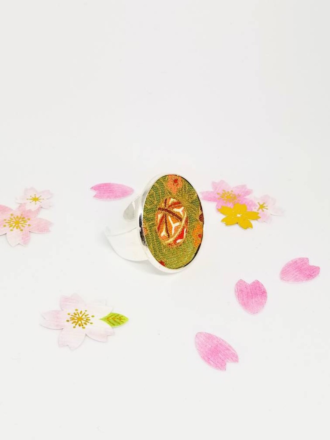 Big Statement Ring, Japanese Pattern Ring, Origami Pattern Ring, Kimono ...