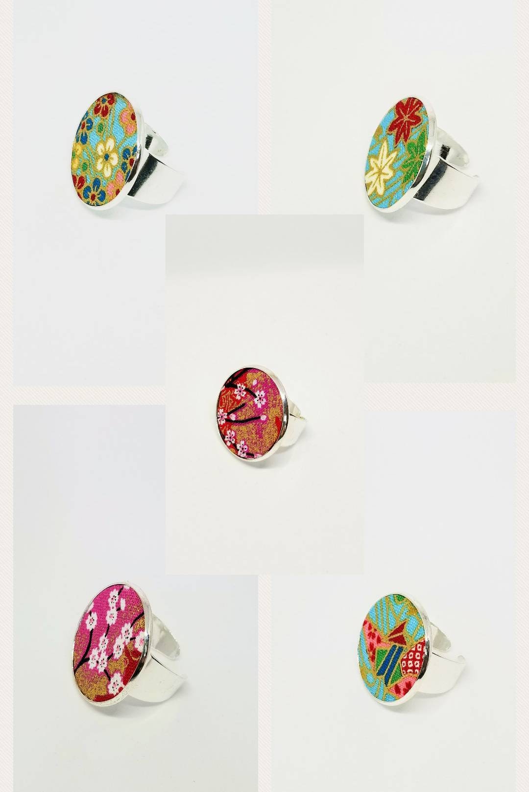 Red Japanese Sakura Fabric Ring Big Bold Japanese Ring Big - Etsy