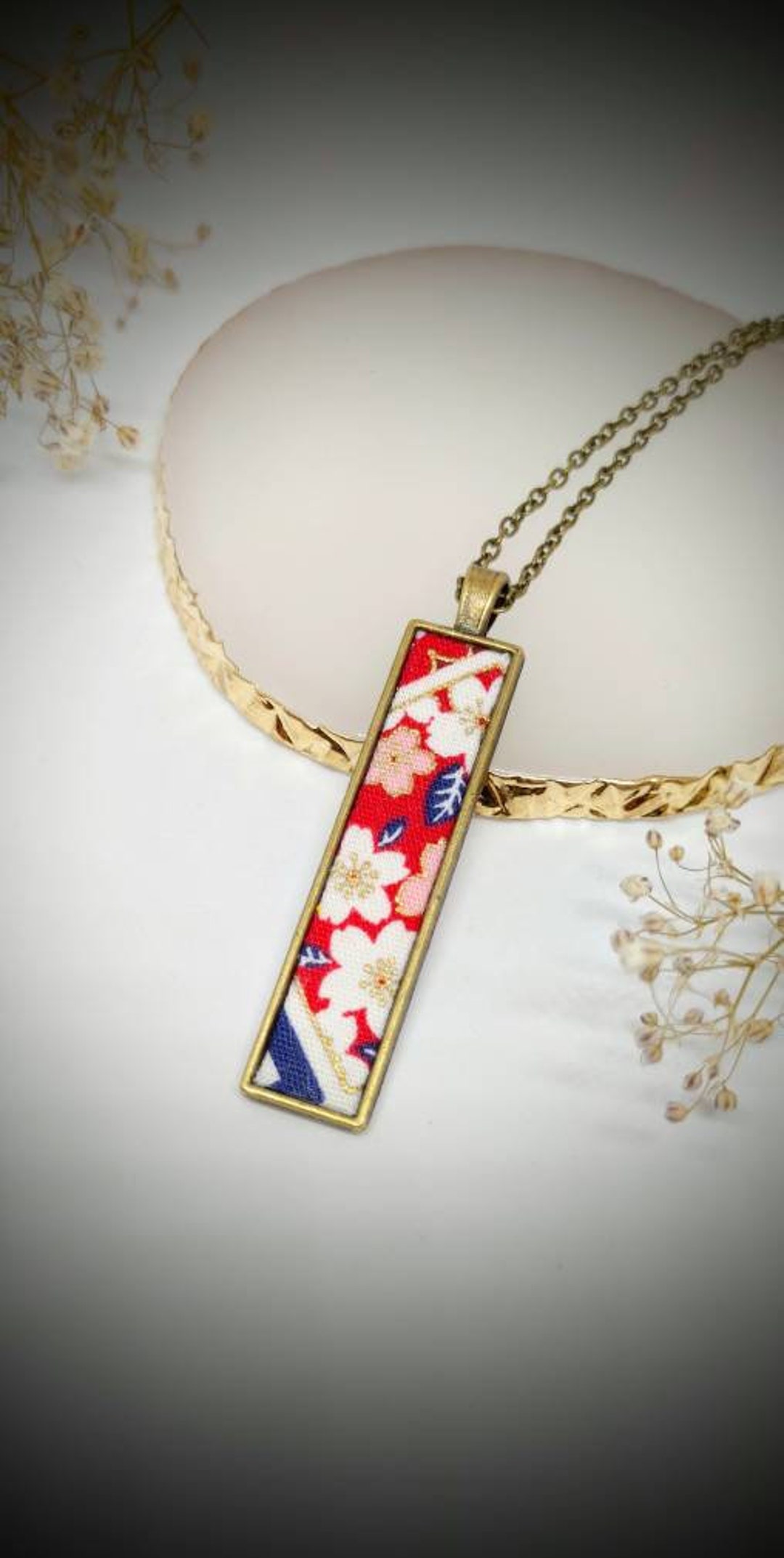 Japanese Kimono Jewelry, Modern Unisex Jewelry, Long Geometric Necklace ...