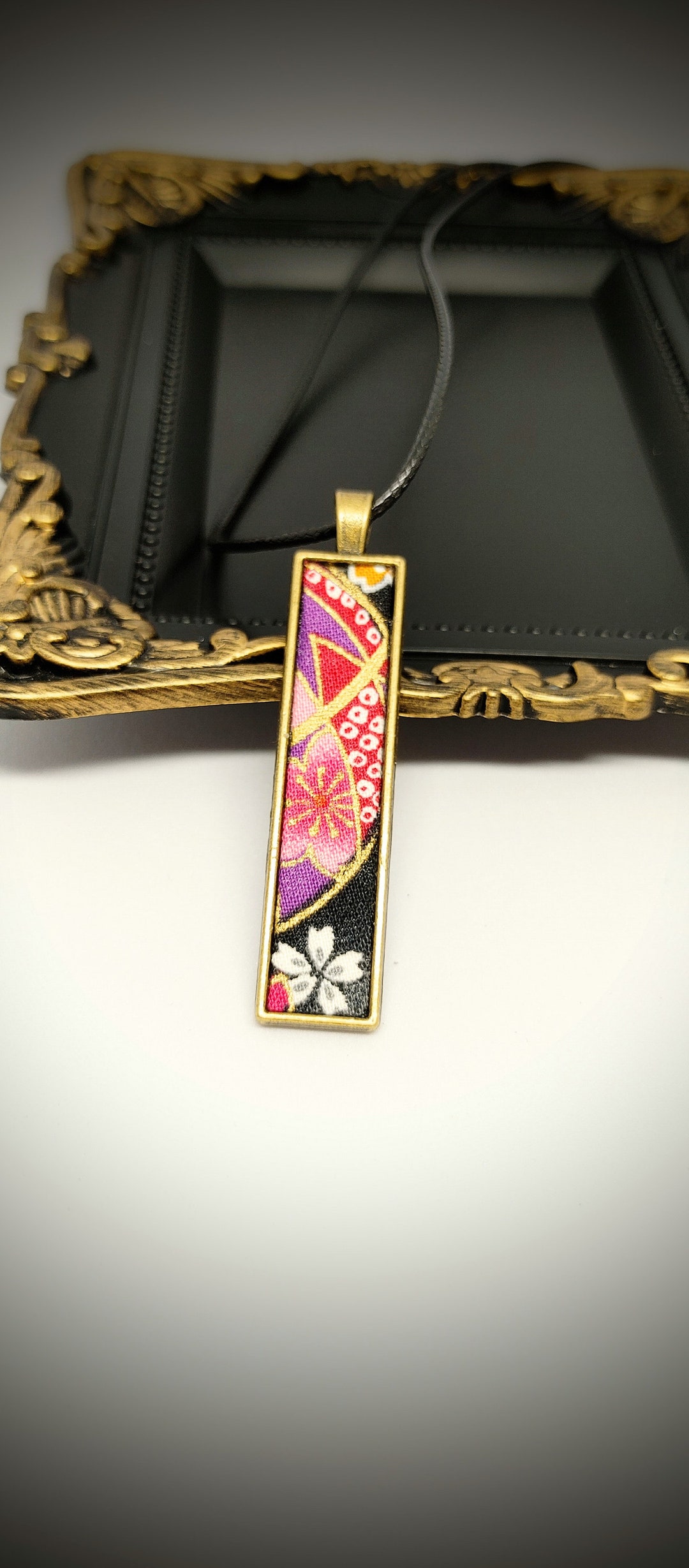 Japanese Kimono Jewelry, Modern Unisex Jewelry, Long Geometric Necklace ...