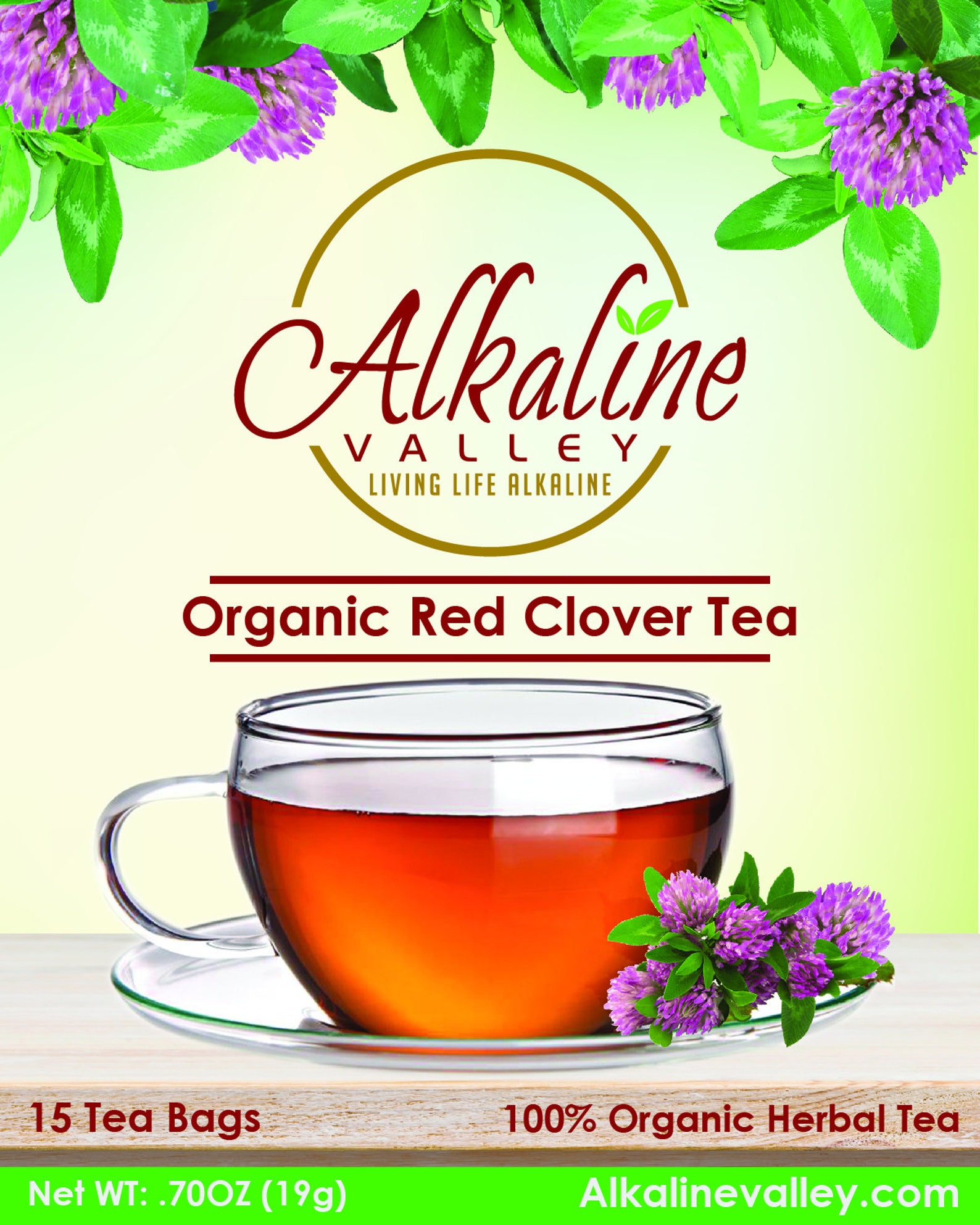 Té de trébol rojo orgánico 100% alcalino 15 bolsas de té de trébol rojo ...