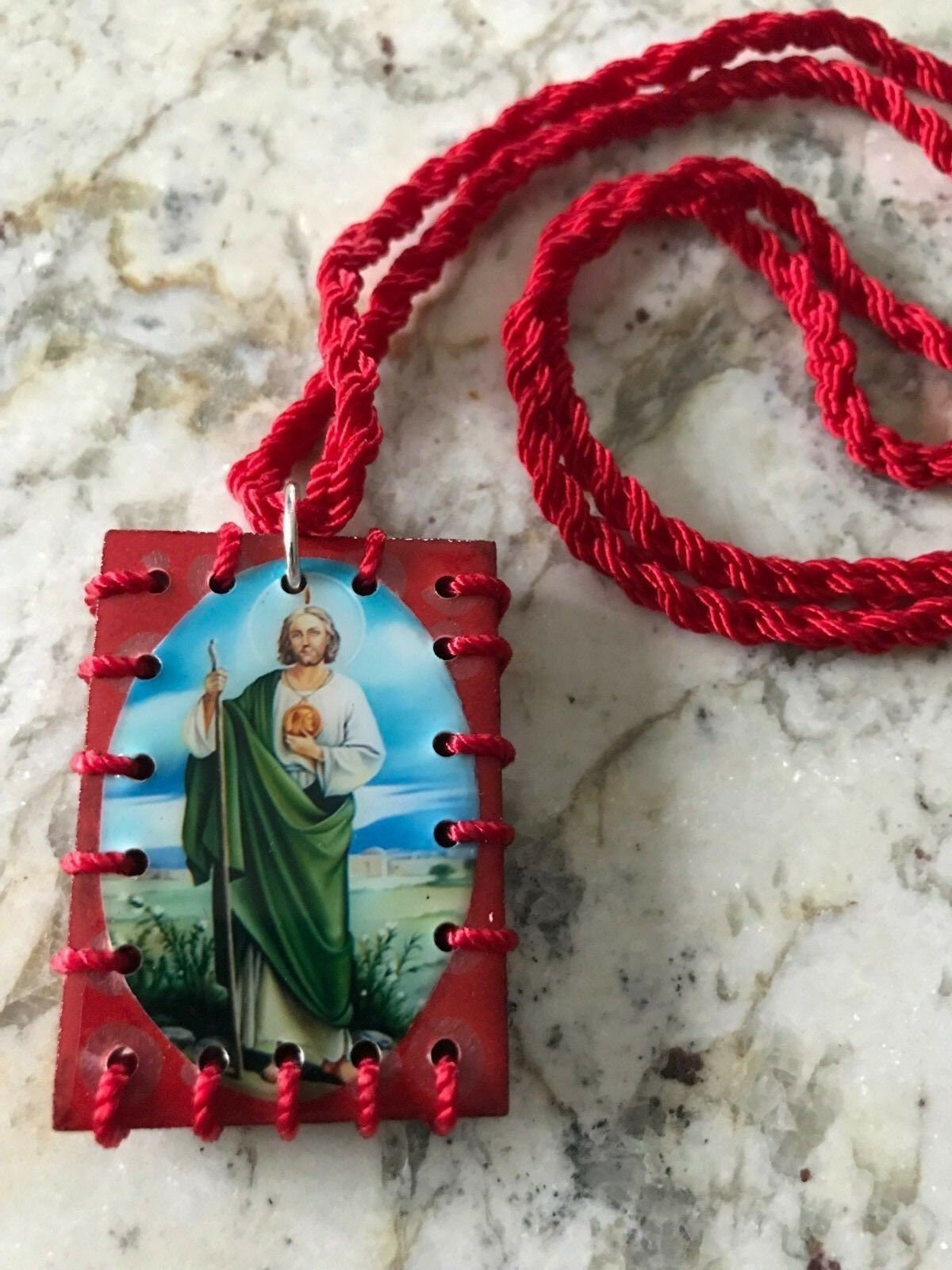 Judas Thaddeus Wooden Red Scapular// San Judas Tadeo - Etsy