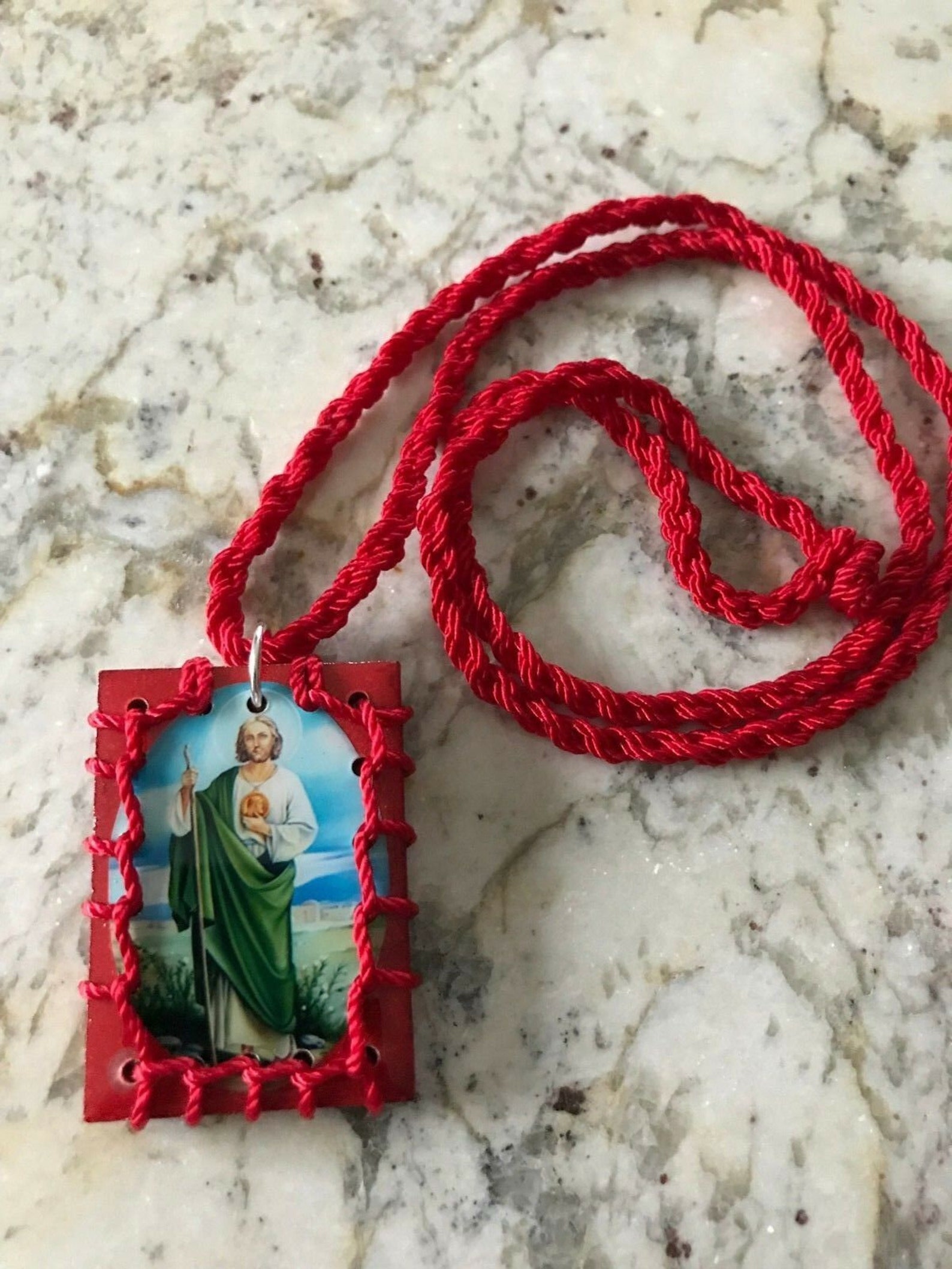 Judas Thaddeus Wooden Red Scapular// San Judas Tadeo - Etsy