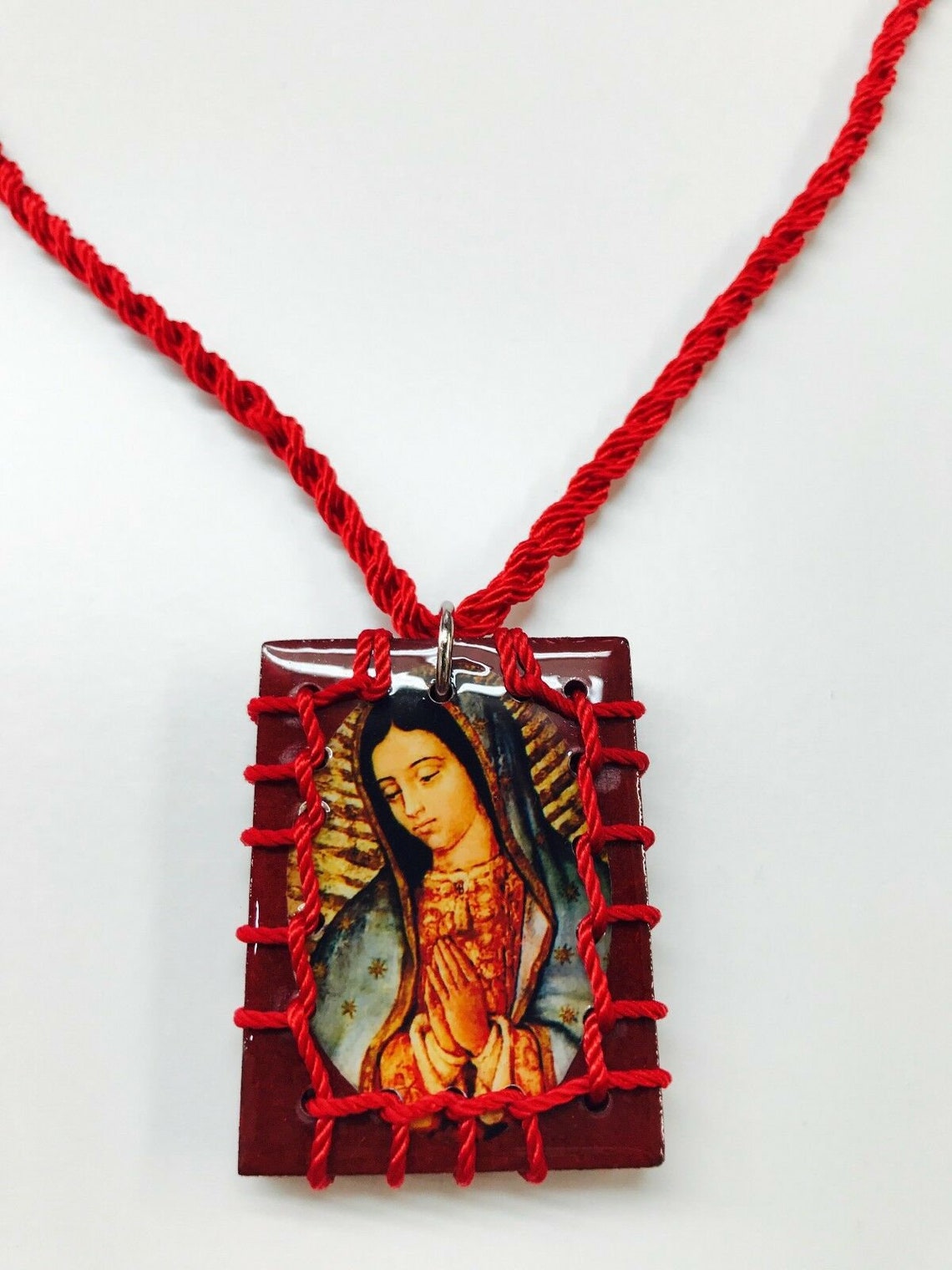 Virgen De Guadalupe Red Scapular // Escapulario De Madera - Etsy
