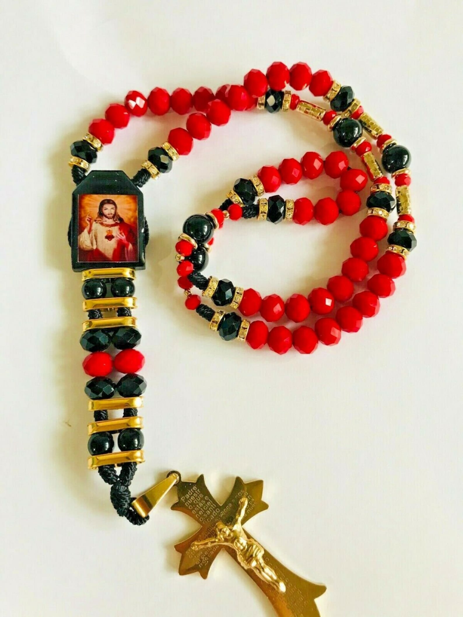 Rosario Inmaculado Corazón De Maria Con Sagrado Corazón De Jesus RD/BK ...