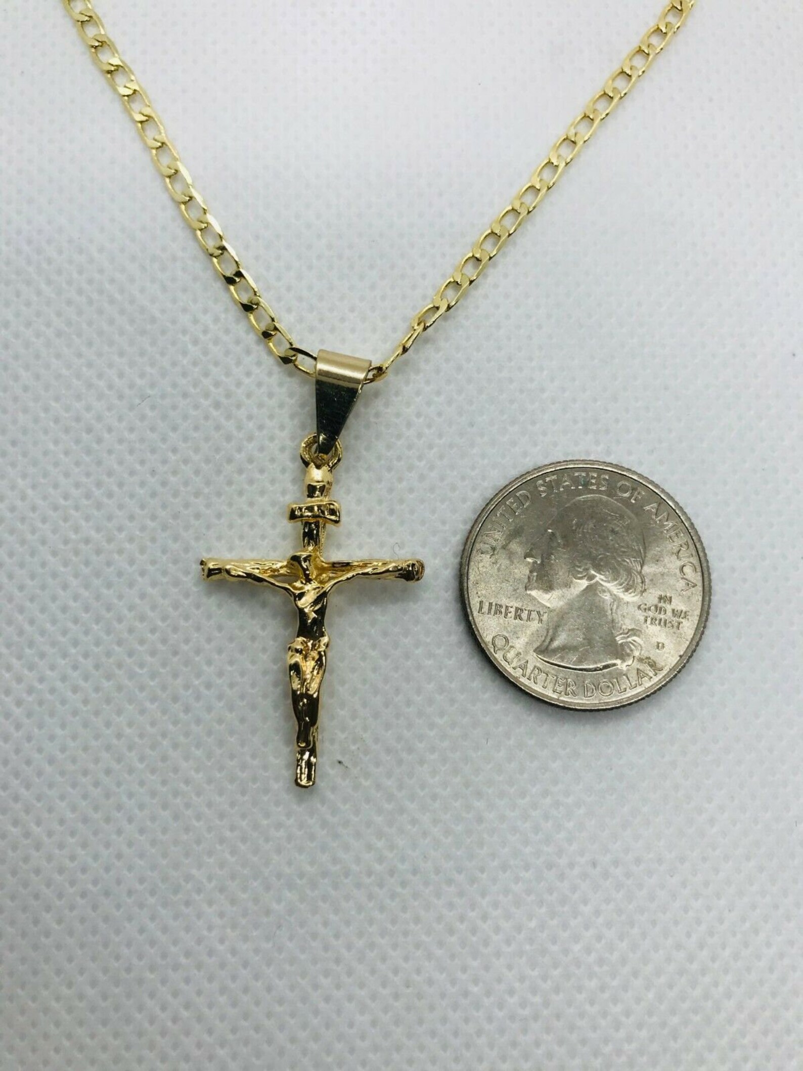 Plated Gold Crucifix Cuban Chain Necklace - Etsy