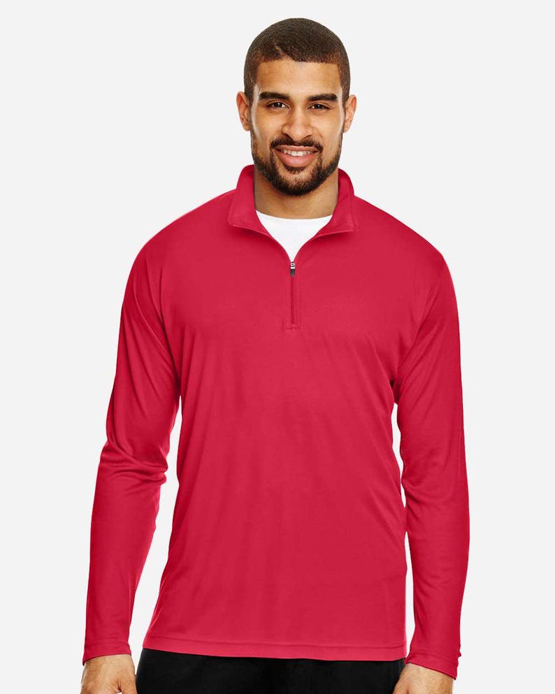 Personalized Men's Performance Quarter-zip Pullover: Custom Text & Logo ...