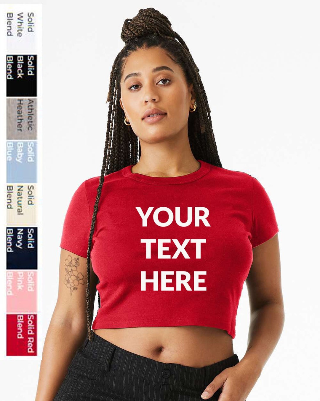 Custom Text , Logo, Design, Cropped T-shirt: Personalized Women's Baby ...