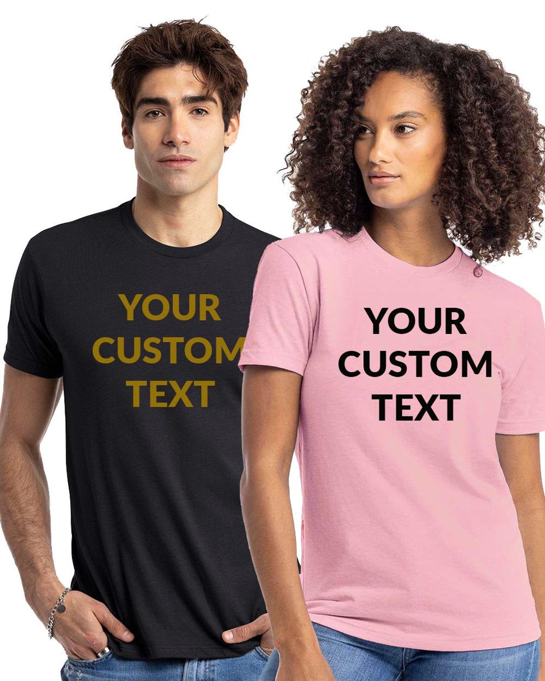 Custom Text, Logo, Design, Unisex T-shirt: Personalized Soft Style Crew ...