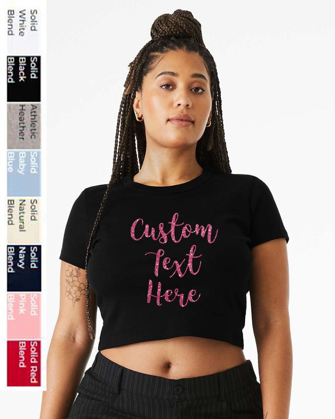 Custom Glitter Text, Logo, Design, Cropped Tee: Personalized Women's ...