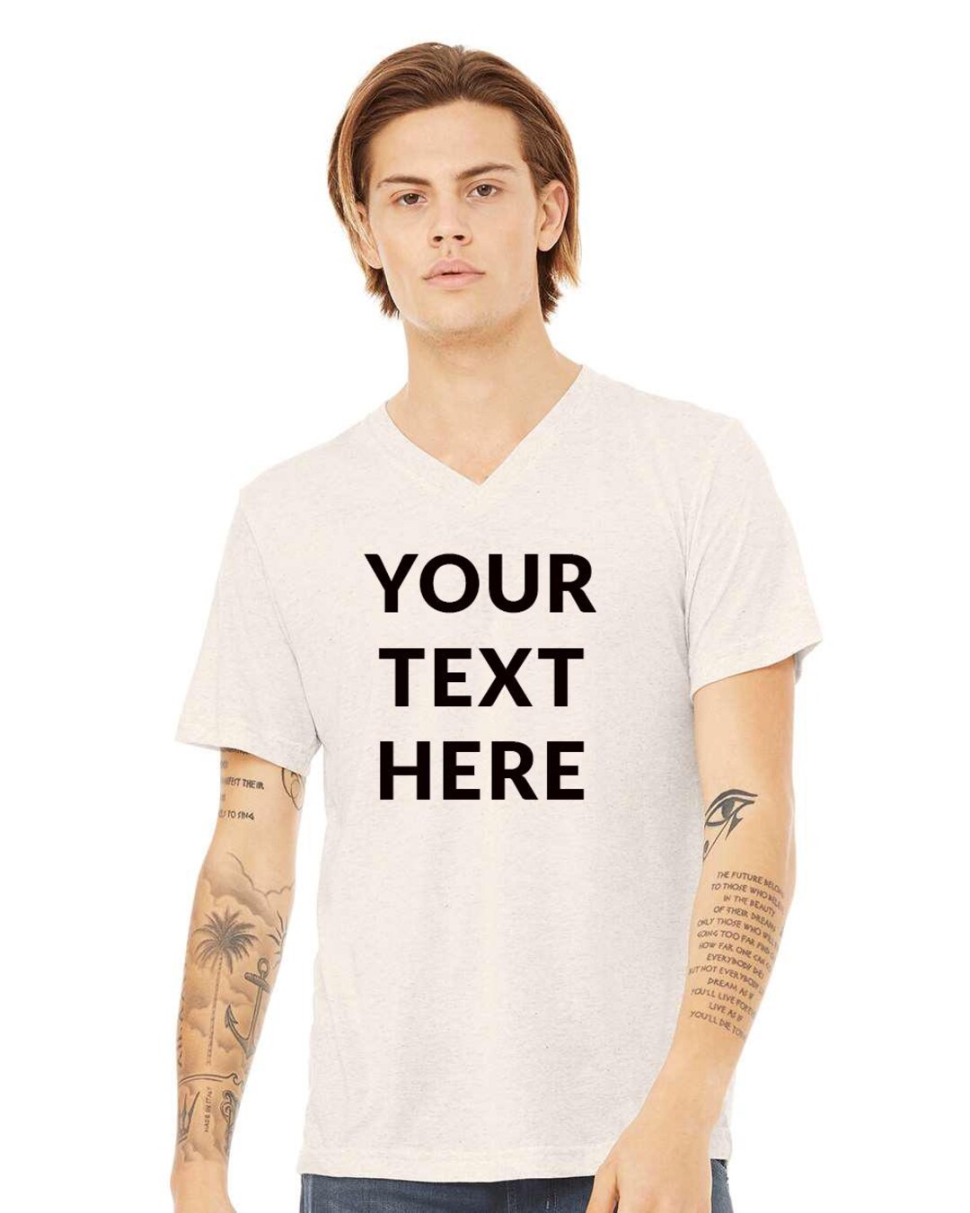 Custom Your Own Text, Logo, Personalized V Neck Soft T-shirt, BELLA ...