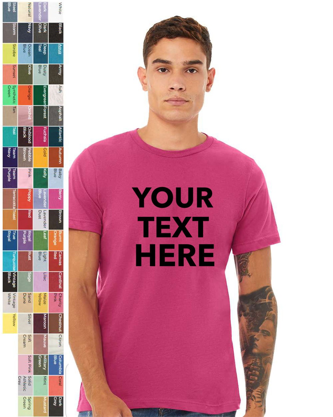 Custom Bella+canvas Unisex Jersey Tee: Personalized Text & Logo - Etsy