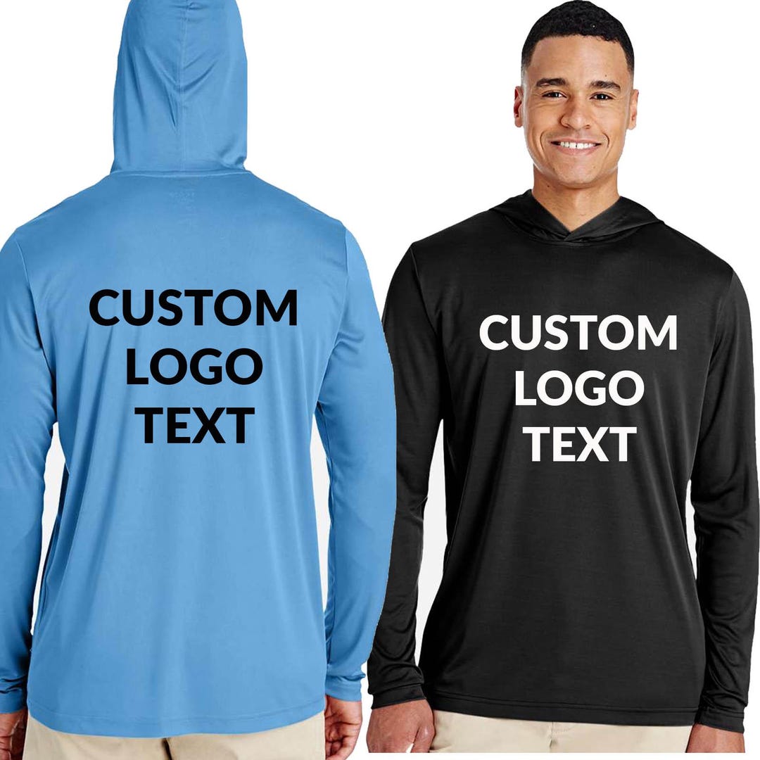 Personalized Men's Performance Hooded Shirt: Custom Text, Logo, Team ...