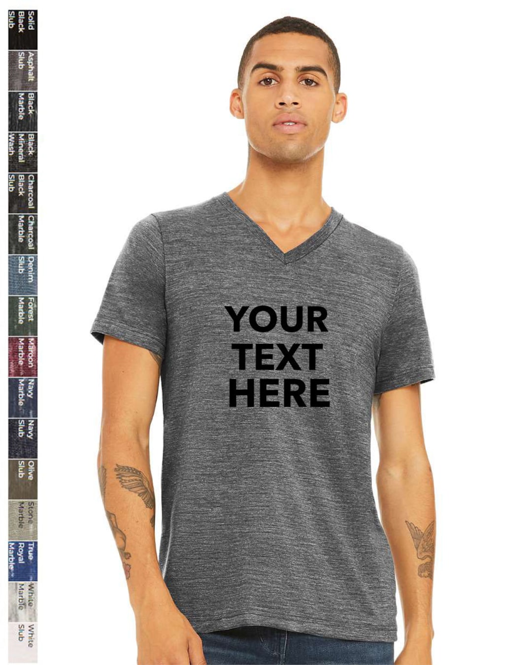 Custom Your Own Text, Logo, V Neck Soft T-shirt, BELLA CANVAS Unisex ...
