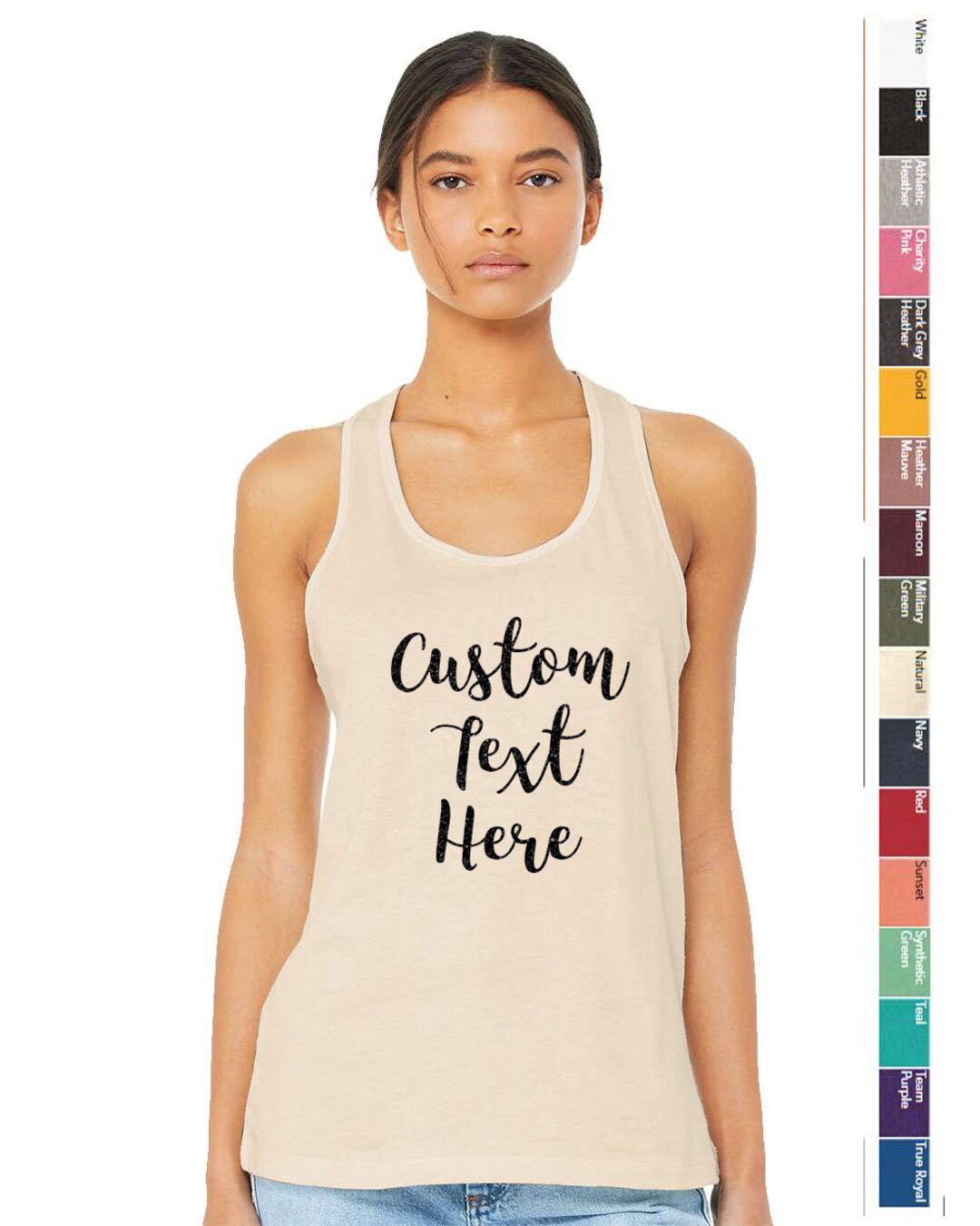 Custom Your Own GLITTER Text, Logo, Personalized Soft Style Tank Top ...