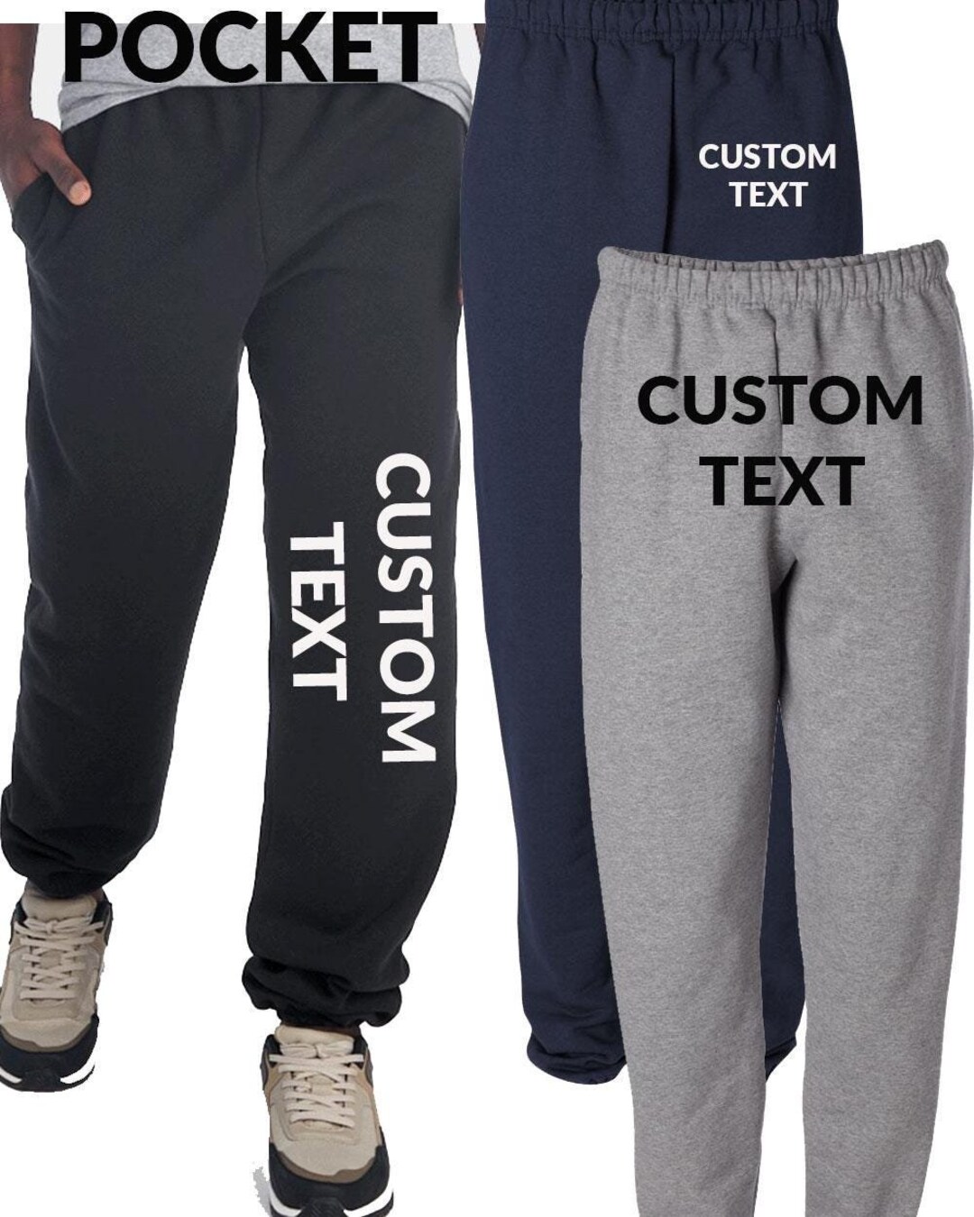 Custom Text Sweatpants: Personalized Unisex Fleece Joggers - Etsy