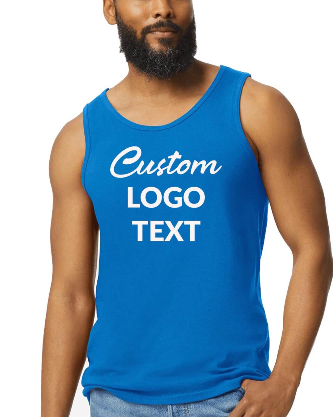 Custom Text, Logo, Design, Men's Cotton Tank Top: Personalized Workwear ...
