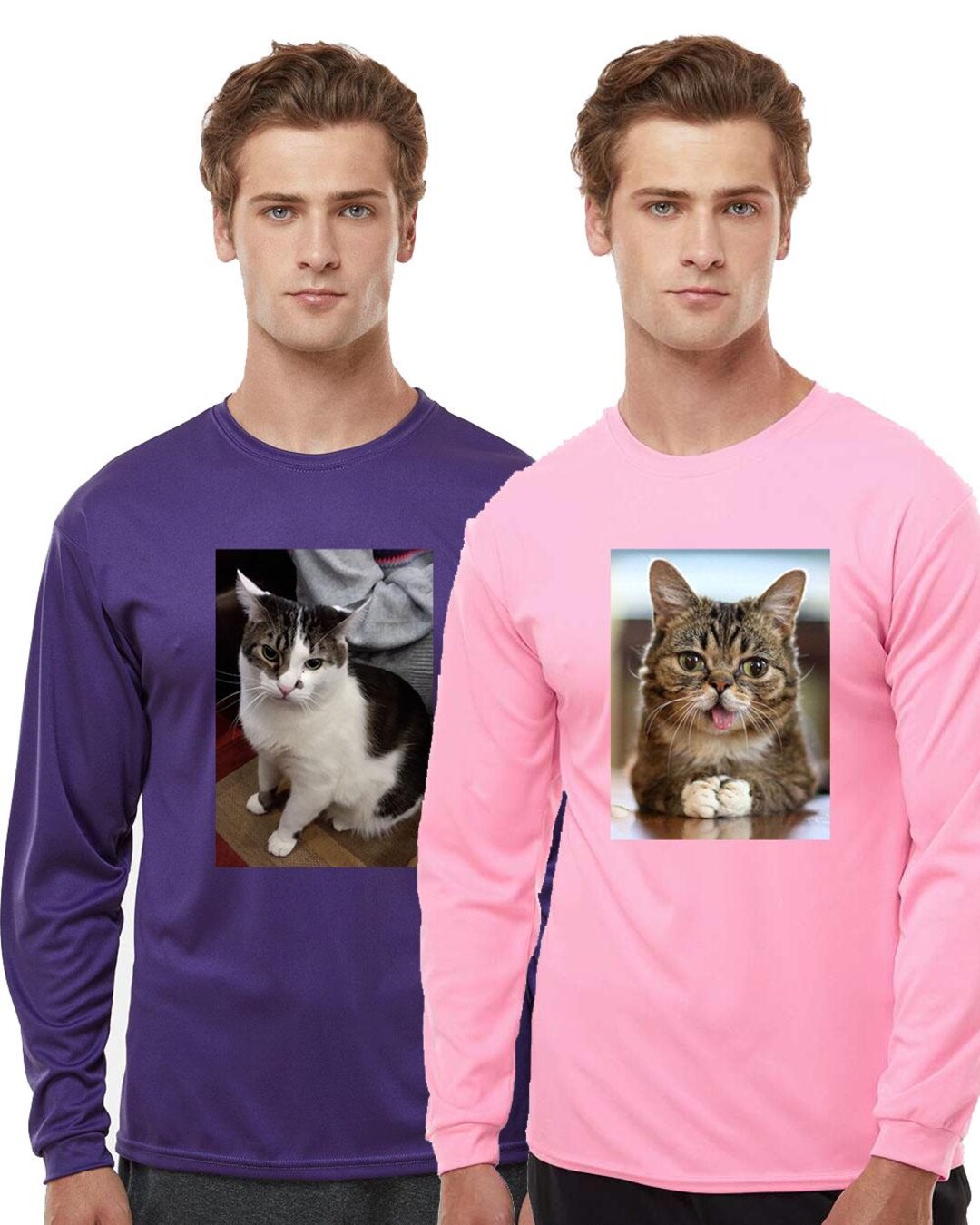 Custom Photo, Long Sleeve Performance, Dry Fit Shirt: Personalized Text ...