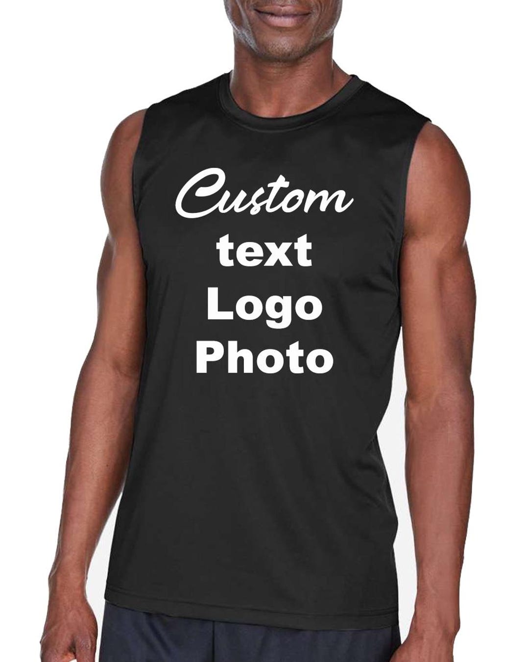 Custom Text Performance Tank Top: Personalized Logo Photo Image Gym ...