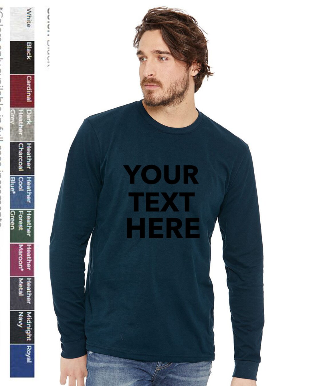 Custom Your Own Text, Logo, Personalized Soft Style Long Sleeve Shirts ...