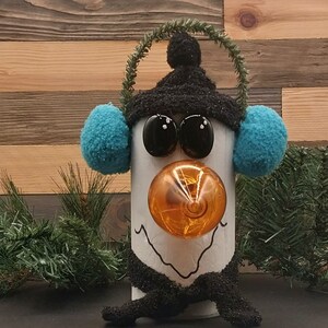 Pine Log Snowman With Light up Nose - Etsy