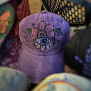 Unique, Hand Painted, Canvas Baseball Cap, Made to Order, Painted Hat ...