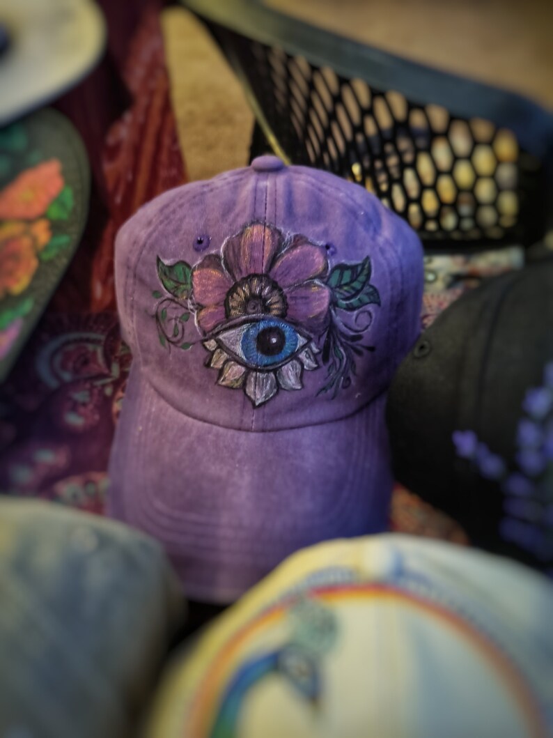 Unique, Hand Painted, Canvas Baseball Cap, Made to Order, Painted Hat ...