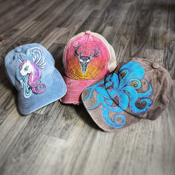 Hand Painted Baseball Cap - Etsy