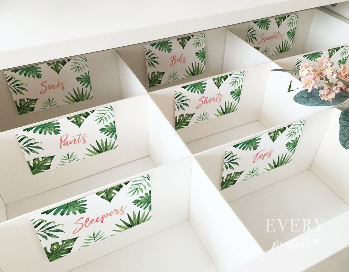 Tropical Drawer Labels Baby Labels Closet Organizer Baby - Etsy