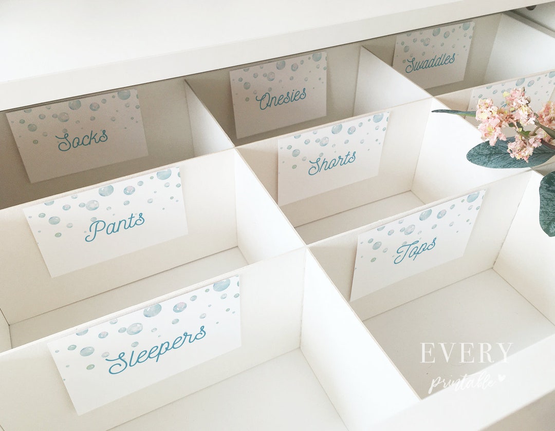 Etiquetas de cajones de burbujas azules etiquetas para bebés - Etsy España