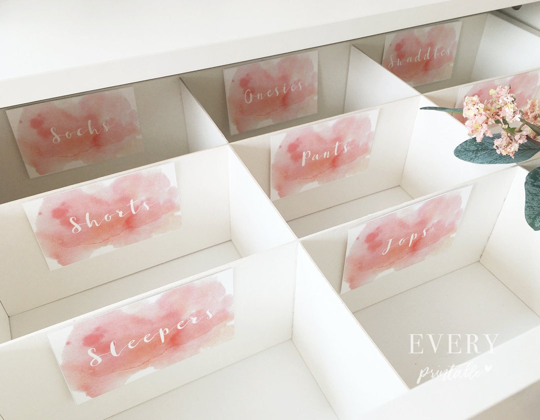 Pink Blush Drawer Labels, Baby Labels, Closet Organizer, Closet ...