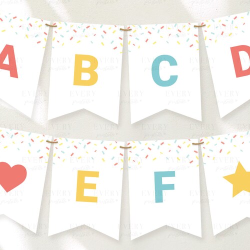 Confetti Banner Birthday Party Bunting Printable Sprinkles - Etsy