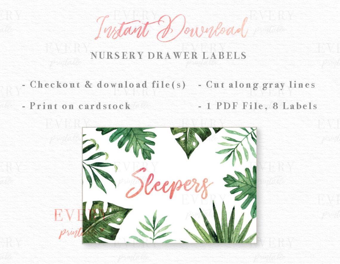 Tropical Drawer Labels Baby Labels Closet Organizer Baby - Etsy