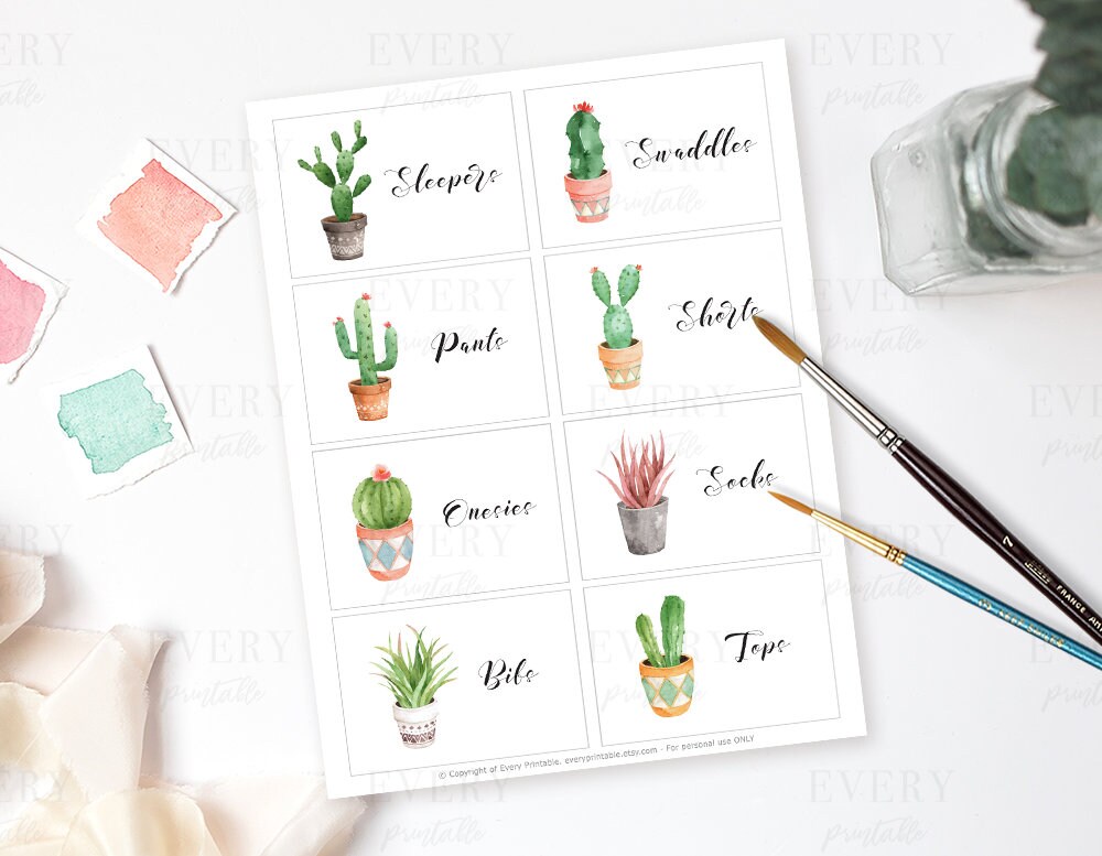 Cactus Drawer Labels Baby Labels Closet Organizer Baby | Etsy