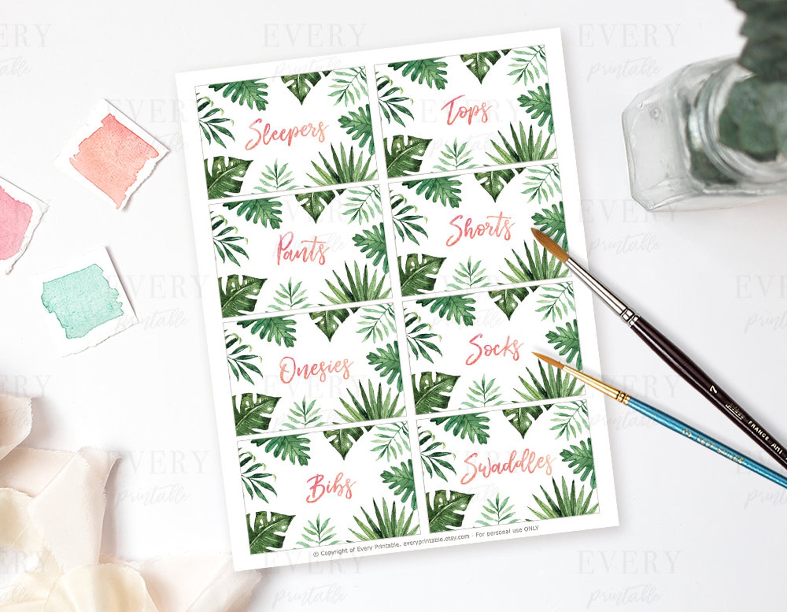 Tropical Drawer Labels Baby Labels Closet Organizer Baby - Etsy