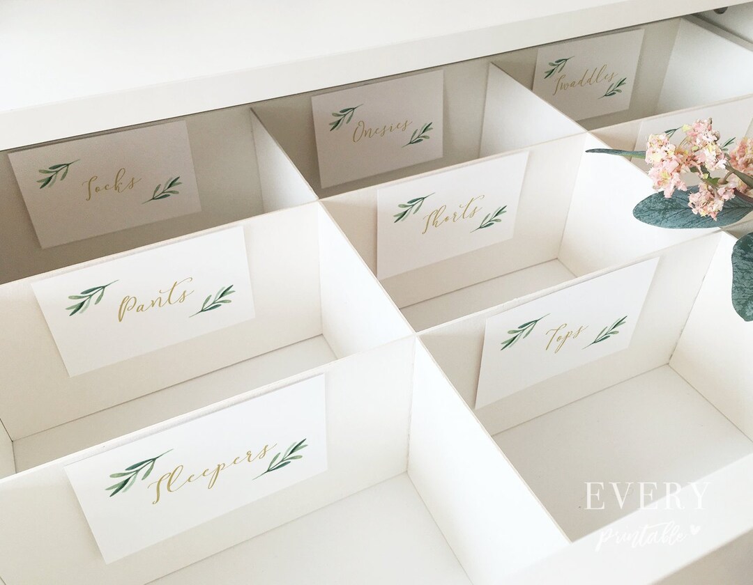 Green Leaf Drawer Labels Baby Labels Closet Organizer Baby - Etsy