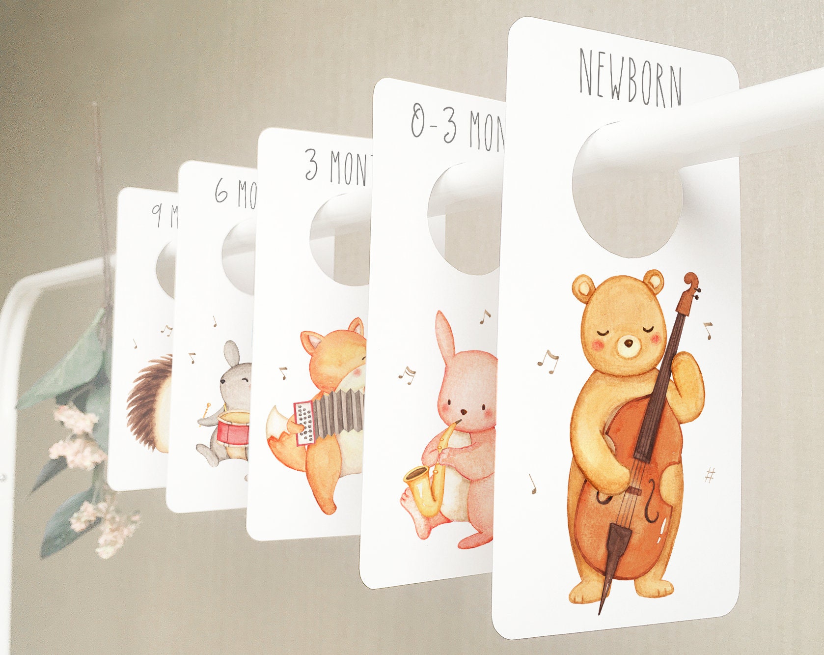 Animals Playing Music Instrument Nursery Closet Dividers Baby | Etsy