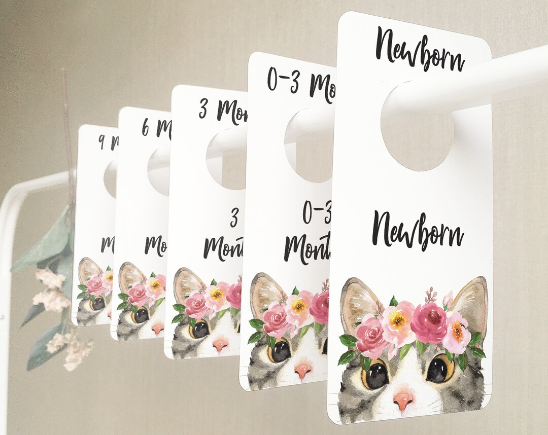 Cat and Flower Nursery Closet Dividers Baby Closet Dividers - Etsy